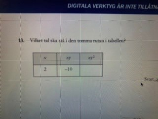Vilket tal ska stå i den tomma rutan i tabellen? (Matematik/Matte 1 ...
