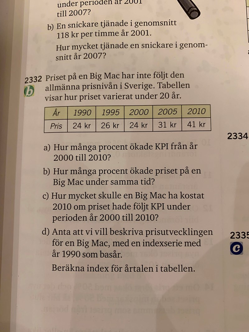 Räkna ut KPI/Index matte 1b (Matematik/Matte 1/Algebra) – Pluggakuten