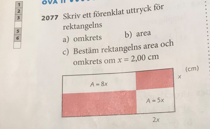 Omkrets rektangel (Matematik/Matte 2/Algebra) – Pluggakuten