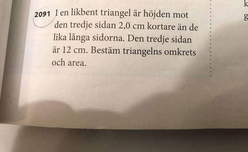 Triangel omkrets/area (Matematik/Matte 2/Algebra) – Pluggakuten