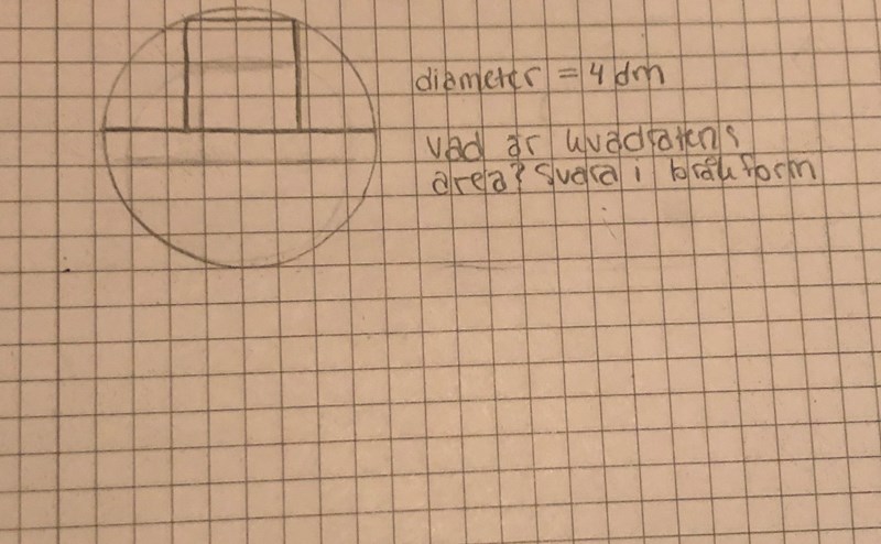 Räkna ut area av en kvadrat i en Cirkel (Matematik/Årskurs 9) – Pluggakuten