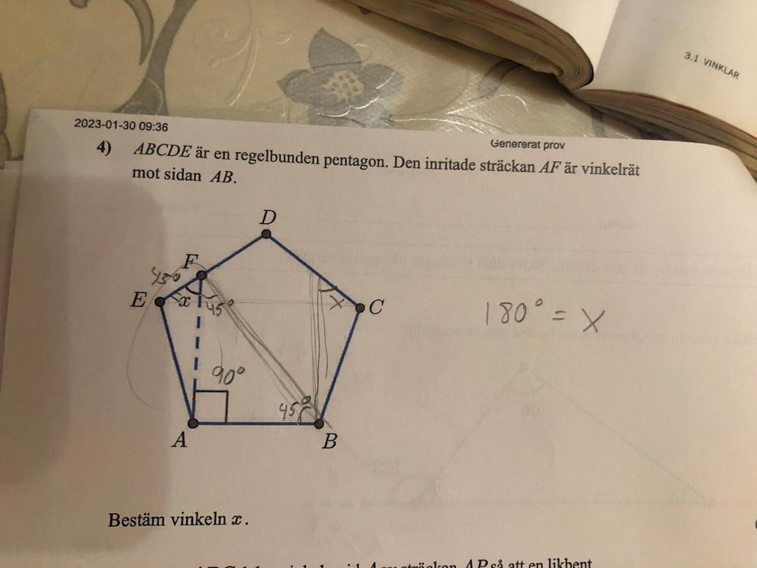 En uppgift med Pentagon (femhörning) - Geometri (Matematik/Matte 2 ...