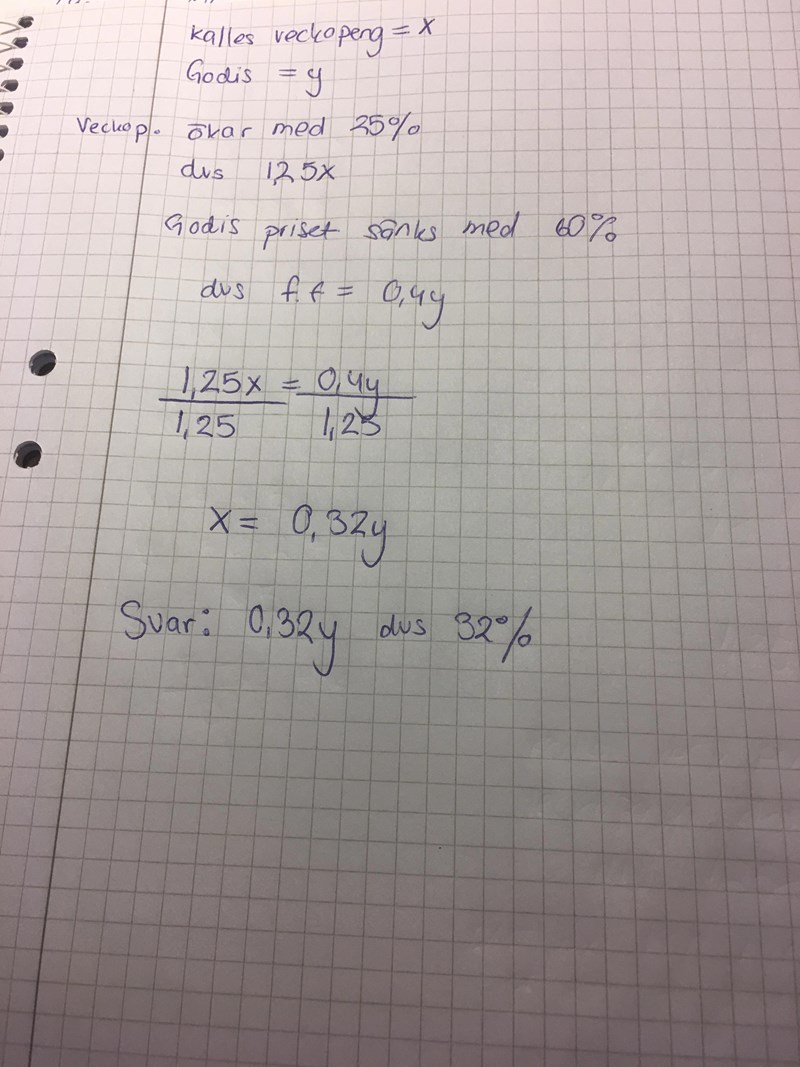 Procent problemlösning (Matematik/Matte 1/Procent) – Pluggakuten