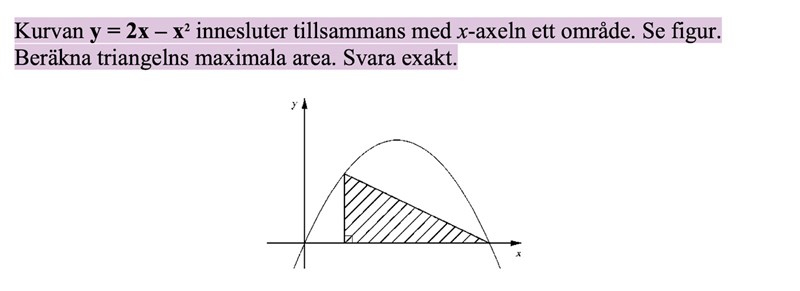 Beräkna triangels maximala area med derivata (Matematik/Matte 3 ...