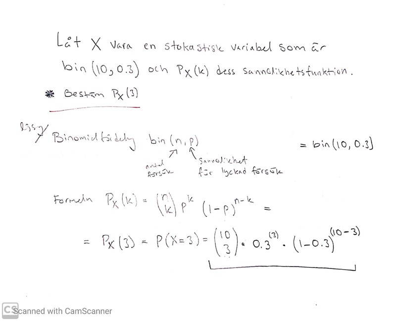 Binomial / Stokastisk variabel (Matematik/Universitet) – Pluggakuten
