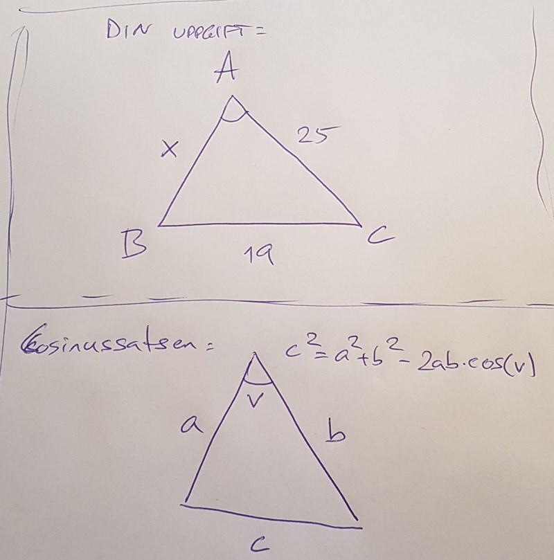 Cosinus-satsen (Matematik/Matte 3/Trigonometri) – Pluggakuten