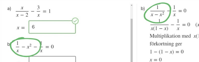rationella uttryck regler hur flyttas x^2 ner till nämnaren borde det ...