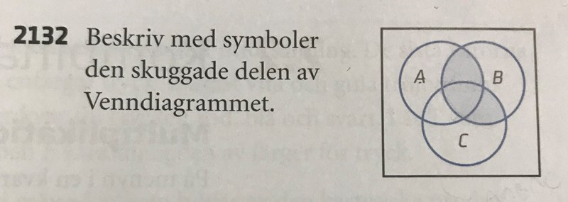 Beskriv med symboler den skuggade delen av Venndiagrammet (Matematik ...