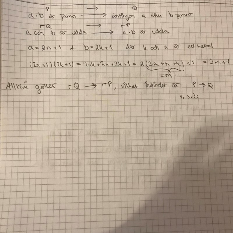 Indirekt bevis, udda och jämna tal. Har jag tänkt rätt? (Matematik ...