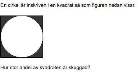 En cirkel är inskriven i en kvadrat (Matematik/Matte 1/Geometri ...