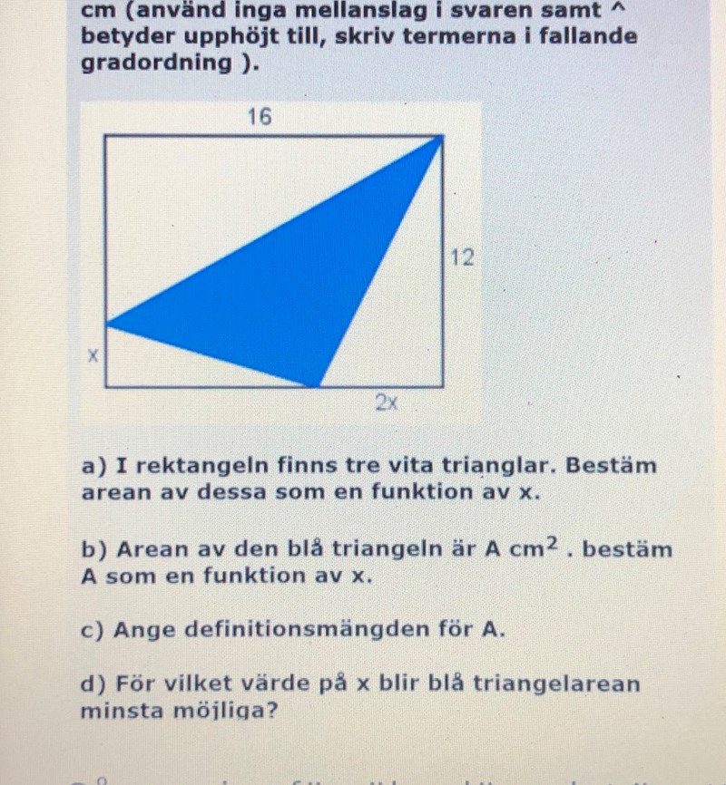 Triangel inskriven i en rektangel (Matematik/Matte 3) – Pluggakuten