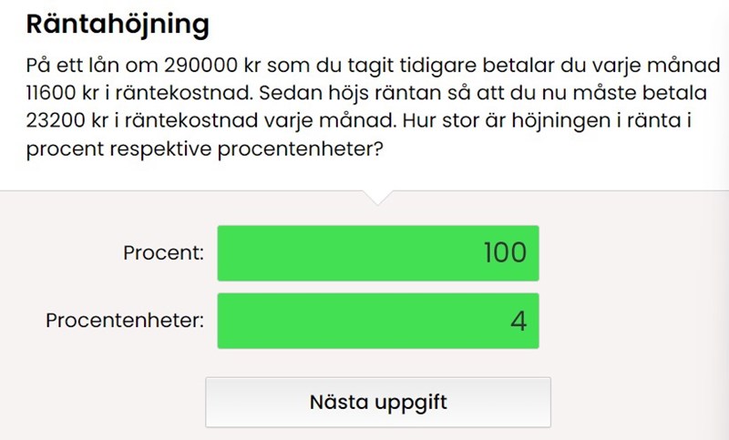 Procentenheter och procent (Matematik/Årskurs 9) – Pluggakuten