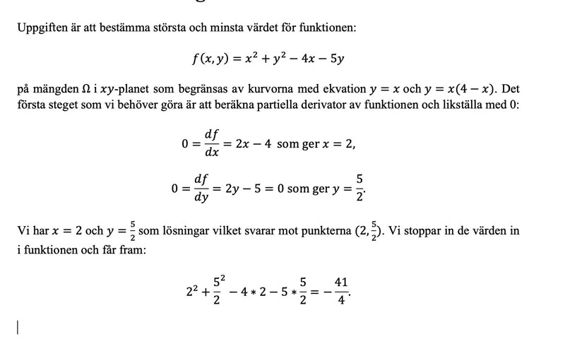 Största och minsta värde (Matematik/Universitet) – Pluggakuten