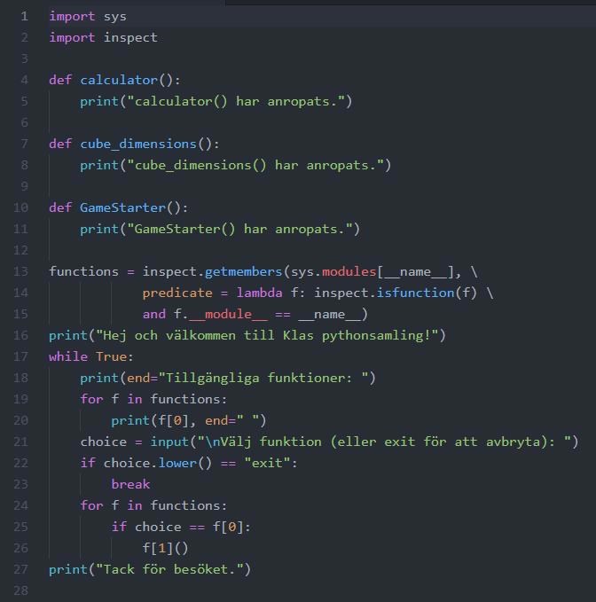 Printa lista på alla definierade funktioner (Programmering/Python) – Pluggakuten
