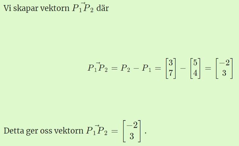 vektor mellan två punkter (Matematik/Universitet) – Pluggakuten