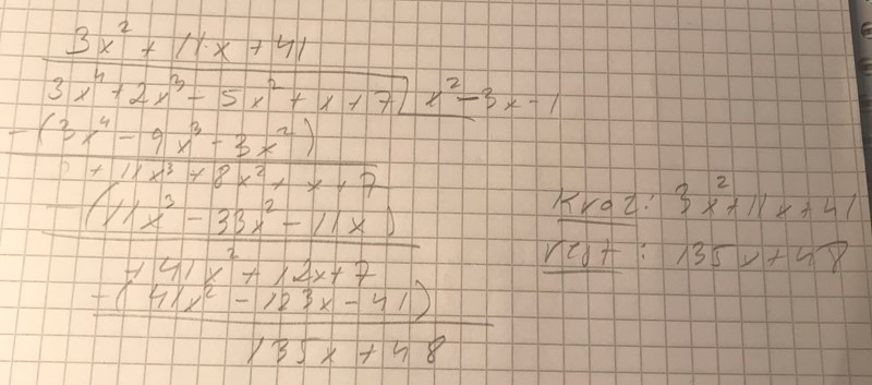 fel kvot och rest vid polynomdivision (Matematik/Matte 3/Algebraiska ...