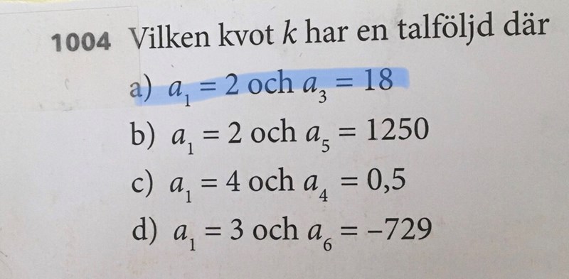 Kvot i talföljd Exponent 3b 1004 a (Matematik/Matte 3) – Pluggakuten