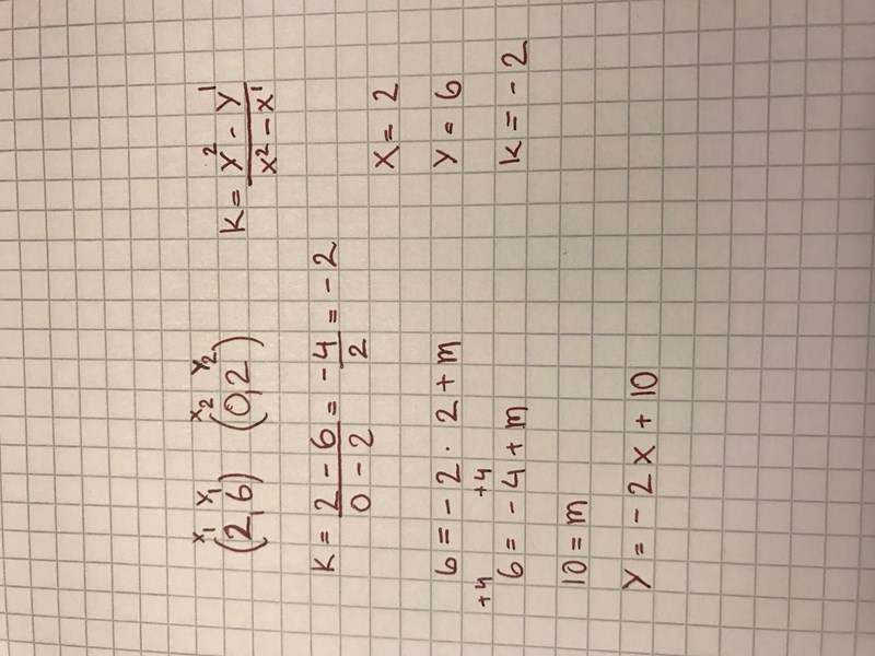 Bestäm ekvation för y=Kx+m (Matematik/Matte 2) – Pluggakuten