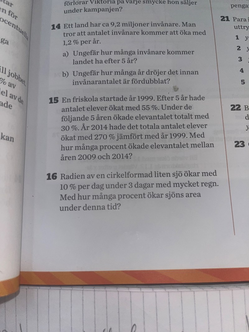 Jag behöver veta hur jag ska tänka på uppgift 16 (Matematik/Årskurs 9) – Pluggakuten