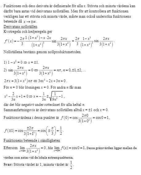 Derivata av cos funktion (Matematik/Matte 4) – Pluggakuten