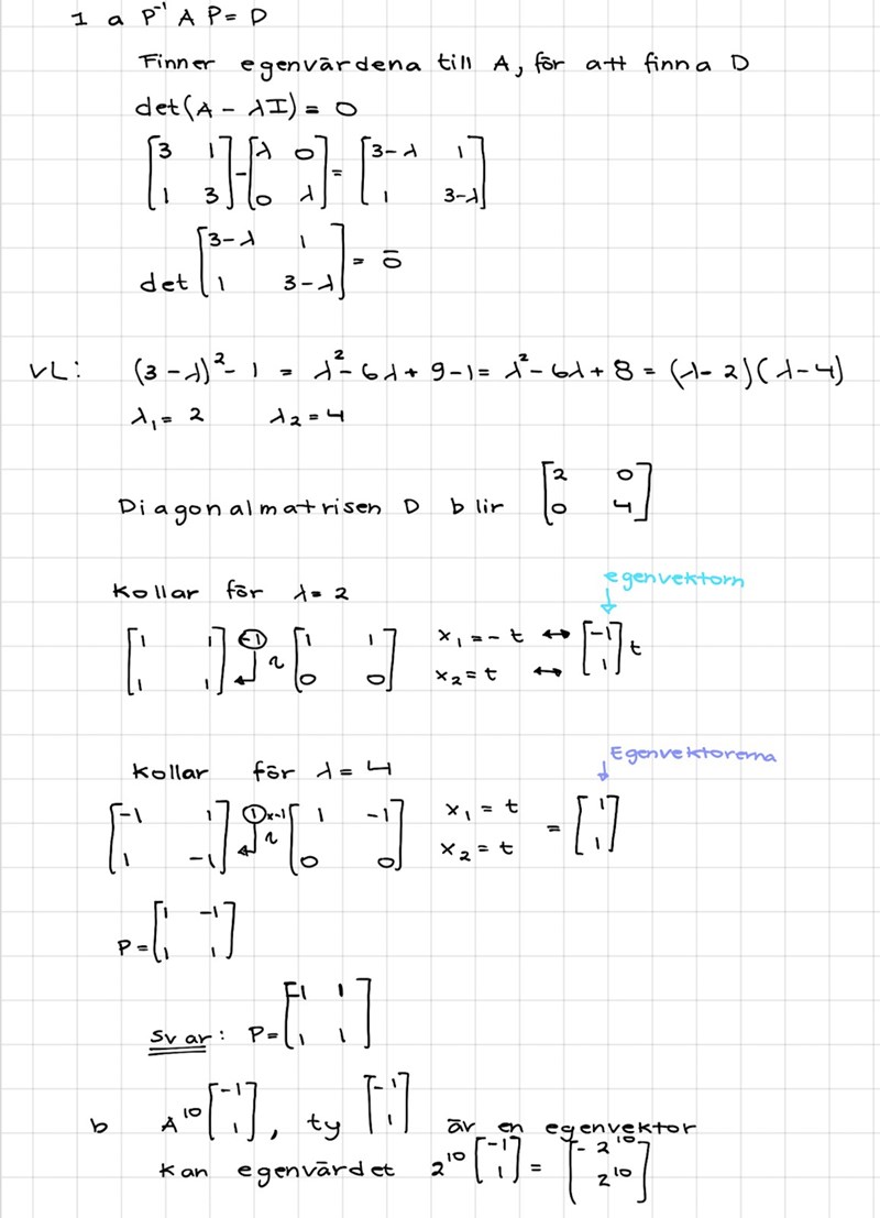 Bestäm matrisen A upphöjt till 10 (Matematik/Universitet) – Pluggakuten