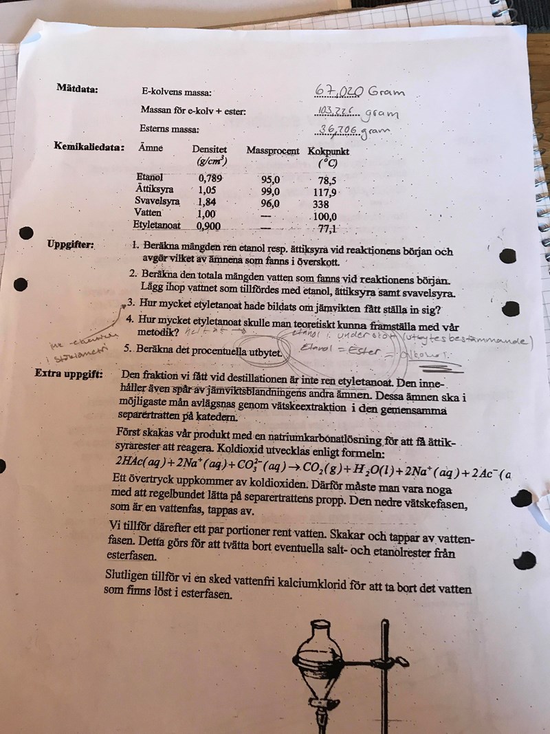 Ester (labbuppgift) (Kemi/Kemi 2) – Pluggakuten