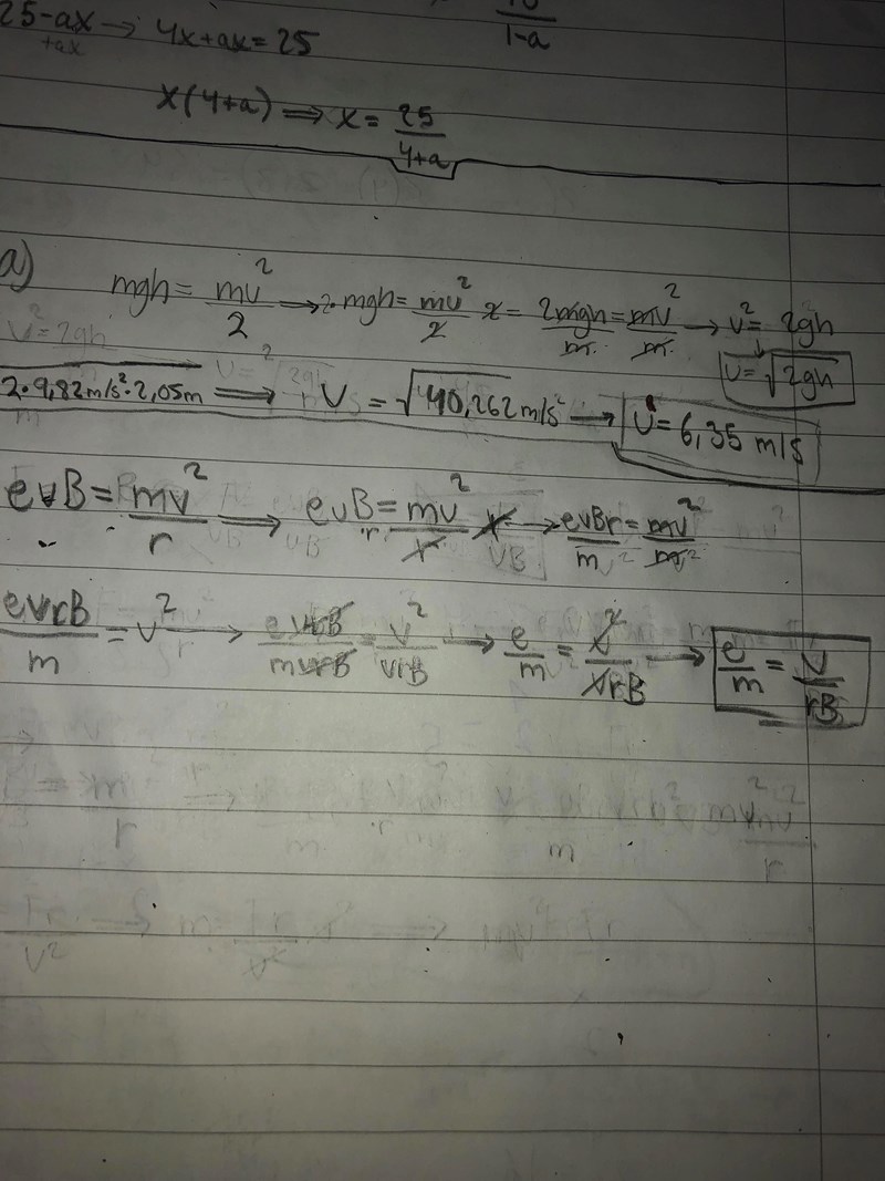 Ställ upp en formel för kvoten e/m (Matematik/Matte 1/Algebra ...