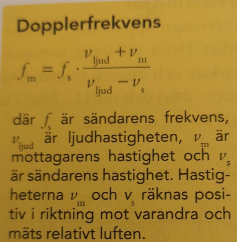 Dopplereffektens formler (Fysik/Fysik 2) – Pluggakuten