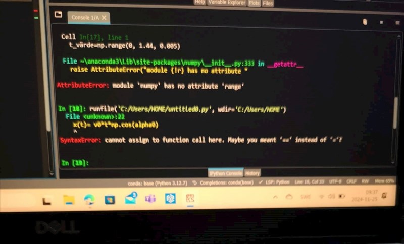 Simulera kastparabel med python (Programmering/Python) – Pluggakuten