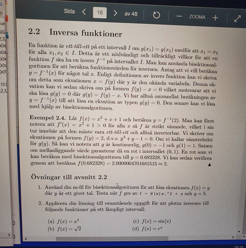 Bisektionsalgoritm (Programmering/Matlab) – Pluggakuten