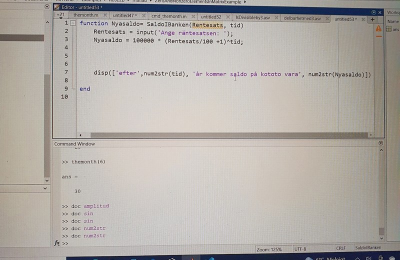 Skriva program och funktioner (Programmering/Matlab) – Pluggakuten