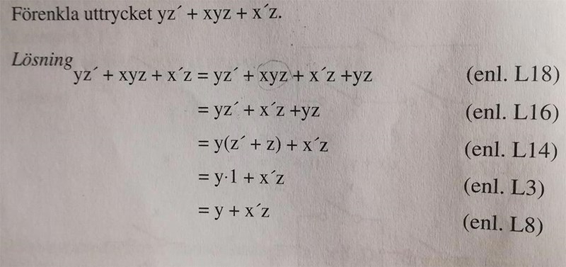 Boolesk algebra - Förenkla uttrycket (med lösning) (Matematik/Universitet) – Pluggakuten