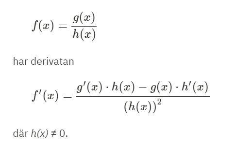 En fråga om kvotregeln (Matematik/Matte 4/Derivata) – Pluggakuten