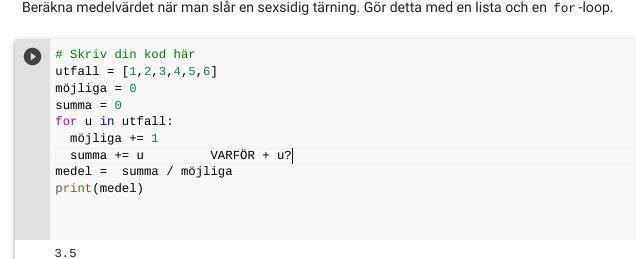 varför: summa += u (Programmering/Python) – Pluggakuten