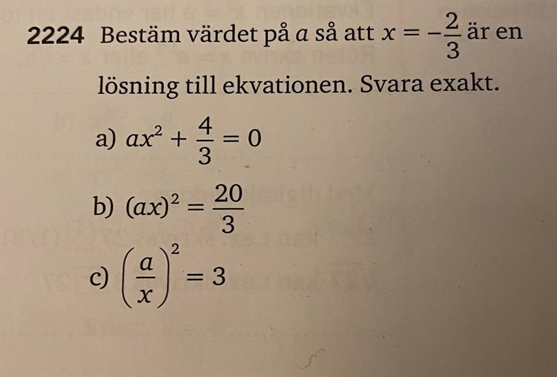 bestäm värdet på a (Matematik/Matte 1) – Pluggakuten