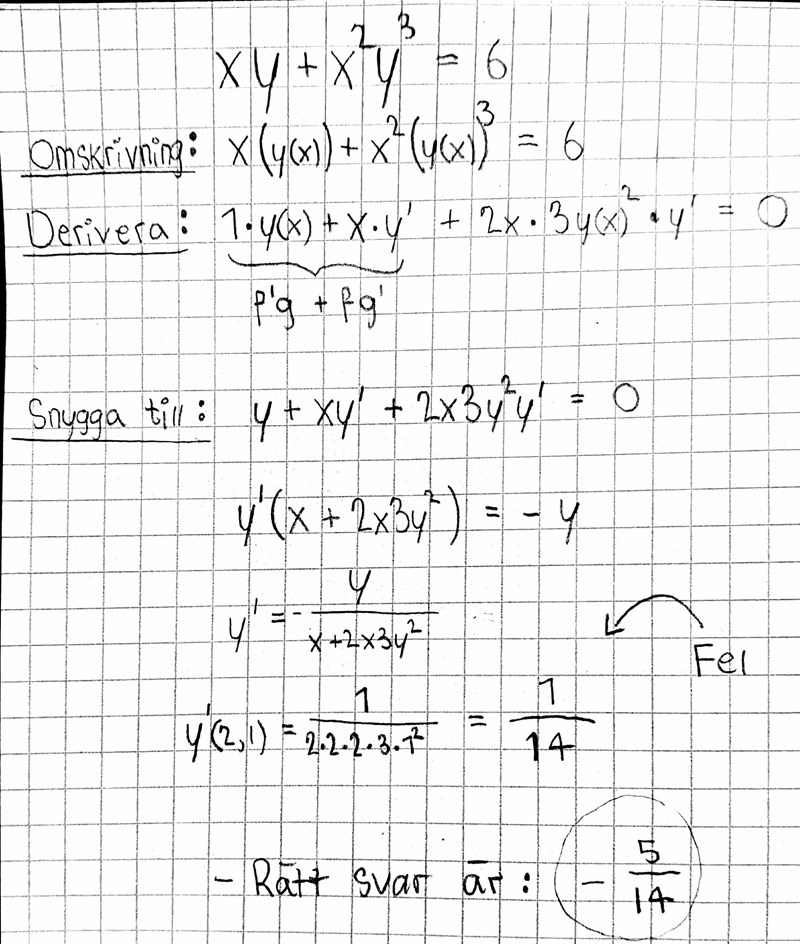 Bestäm kurvans lutning! (Matematik/Universitet) – Pluggakuten