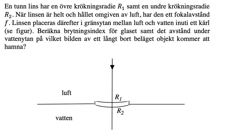 Linser, brytning mellan medium (Fysik/Universitet) – Pluggakuten