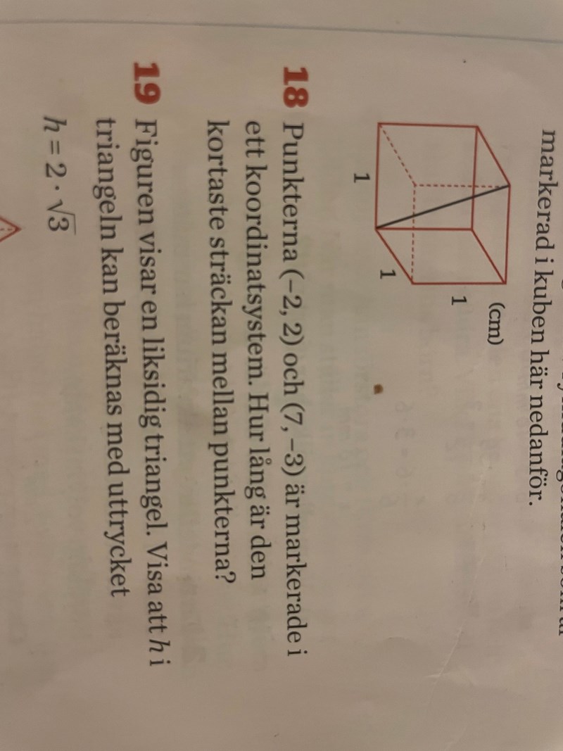 Kortaste sträckan mellan punkterna, koordinatsystemet (Matematik ...
