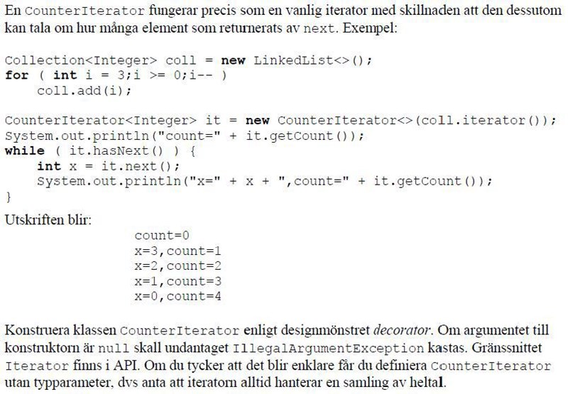 Konstruera en klass enligt designmönstret decorator... (Programmering/Java) – Pluggakuten