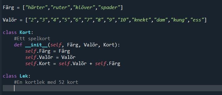 Skapa en kortlek (Programmering/Python) – Pluggakuten