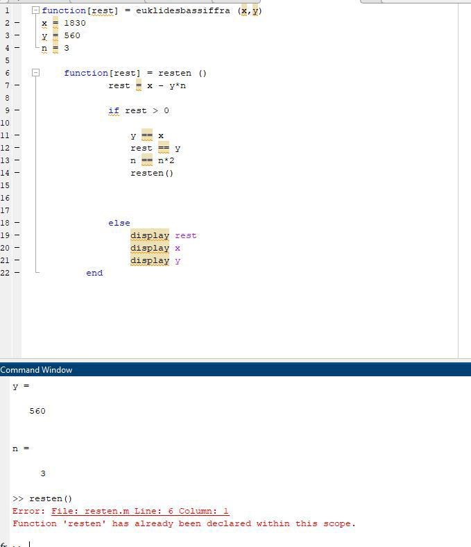 En funktion i en if-loop inuti en funktion. (Programmering/Matlab) – Pluggakuten
