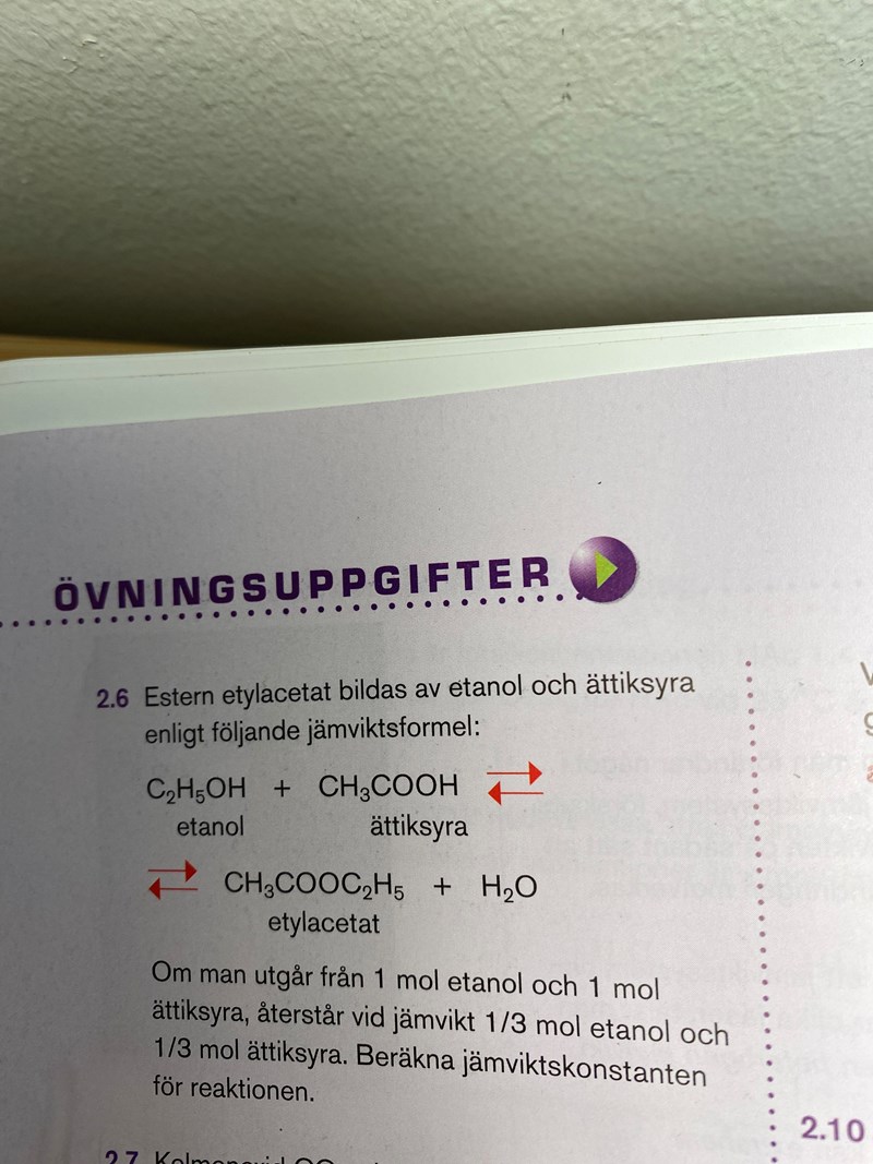 Räkna med mol (jämviktskonstant) (Kemi/Kemi 2) – Pluggakuten