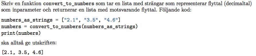 Göra lista med strängar till flyttal (Programmering/Python) – Pluggakuten