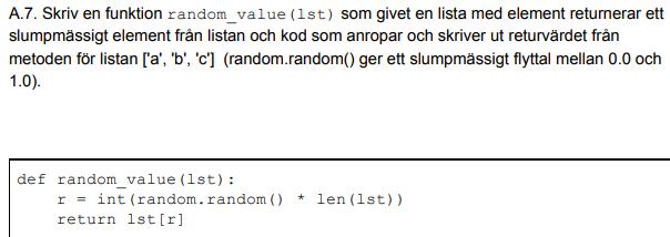 Funktion random_value(lst) (Programmering/Python) – Pluggakuten