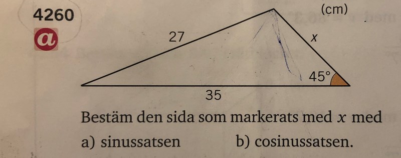 Uppgift med sinussatsen och cosinussatsen (Matematik/Matte 3) – Pluggakuten
