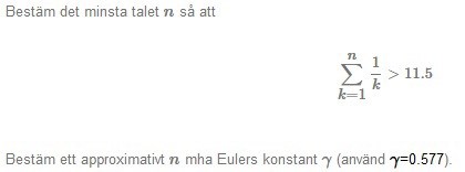 Bestäm minsta n för summa av termer ska vara mindre än tal (Matematik ...