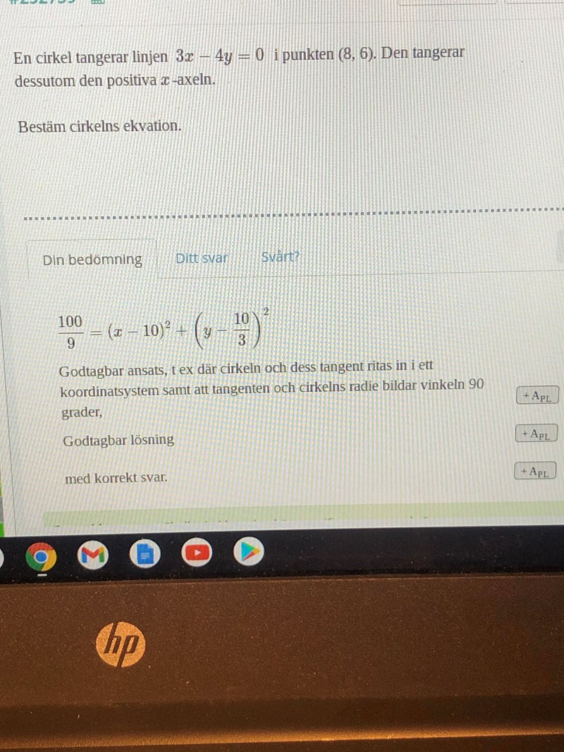 Cirkel som tangerar en linje- cirkelns ekvation (Matematik/Matte 3 ...