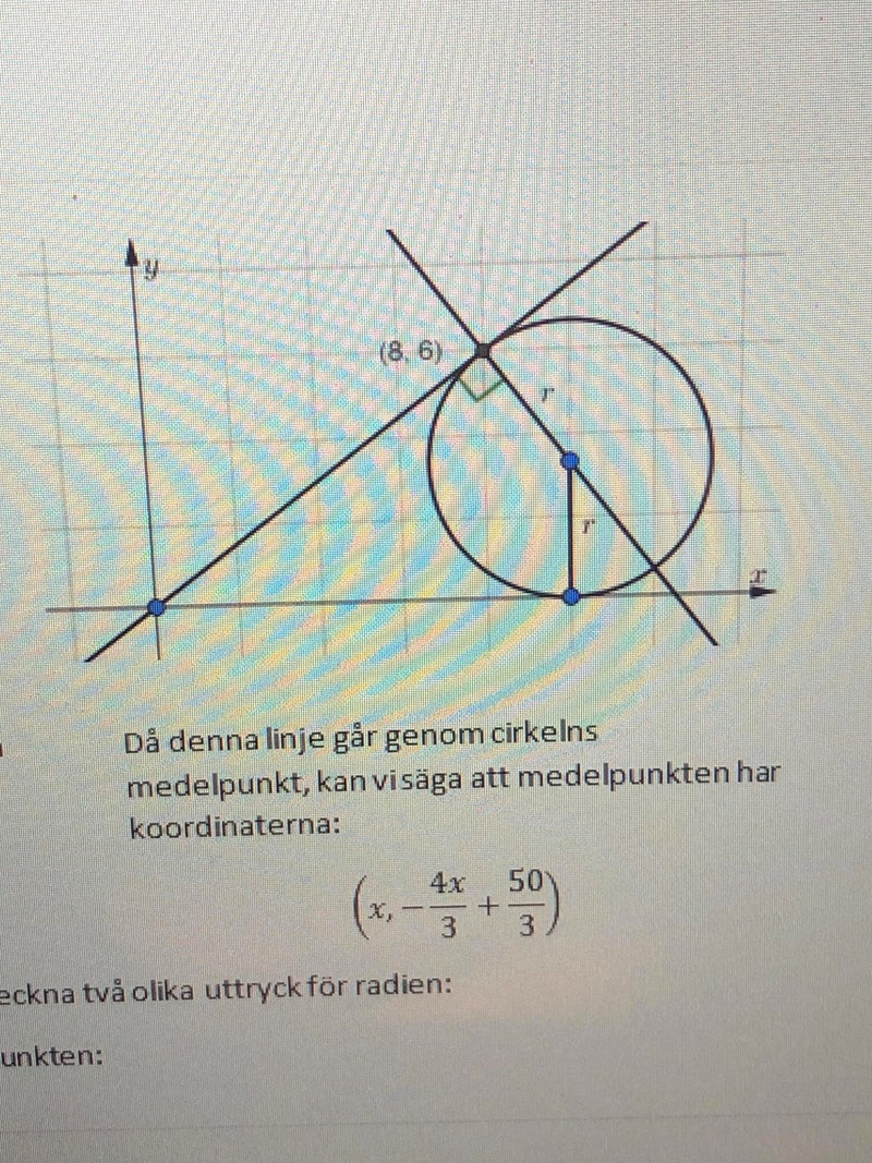 Cirkel som tangerar en linje- cirkelns ekvation (Matematik/Matte 3 ...