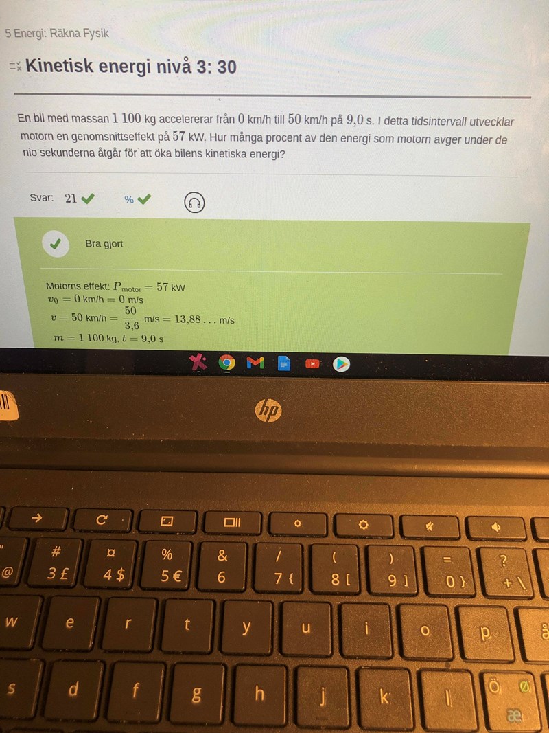 Kinetisk energi och procent (Fysik/Fysik 1) – Pluggakuten