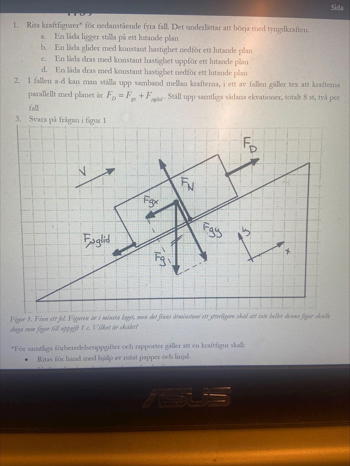 Fysik 1 - Lutande plan, samband mellan krafter (Fysik/Fysik 1 ...